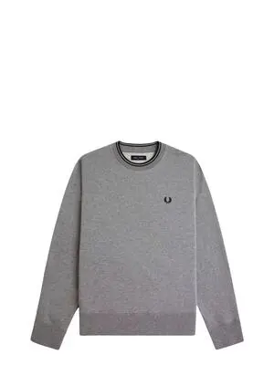 Fred Perry Logo-embroidered Striped-trim Sweater - Grey