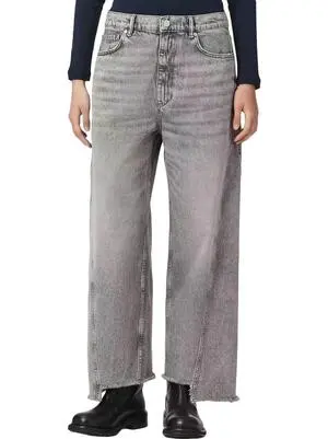 ALLSAINTS Frayed Raw-hem Wide-leg Jeans - Grey
