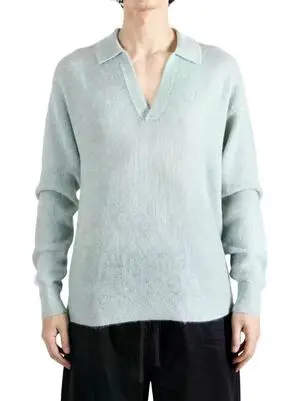 Auralee Brushed Open-collar Sweater - Green