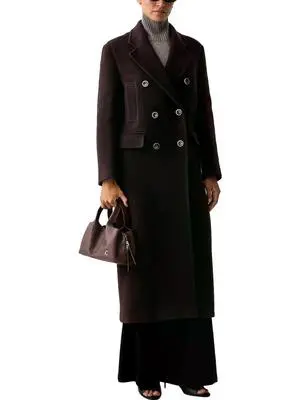 PINKO Long Double-breasted Coat In Wool-blend Fabric