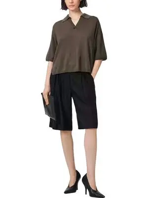 ALLSAINTS Bern Mixed-panel Polo-style Top Brown