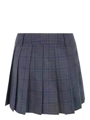 DUNST Check Pleated Mini Skirt - Grey