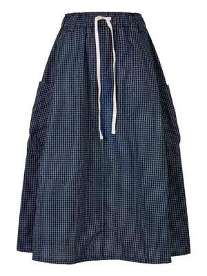 STUDIO TOMBOY Checkered Balloon Midi Skirt - Blue