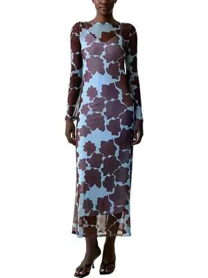NEVER FULLY DRESSED Floral-print Mesh Dress - Blue