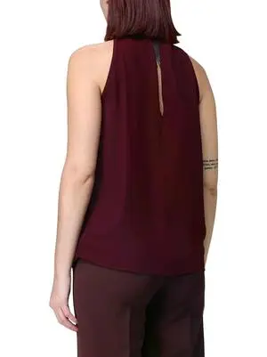 HANITA Pleated Halterneck Top - Red