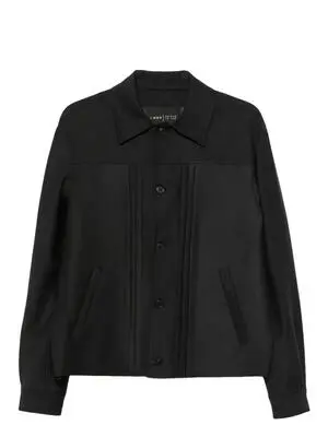 LOW BRAND Fold Pleated Button-up Jacket - Black