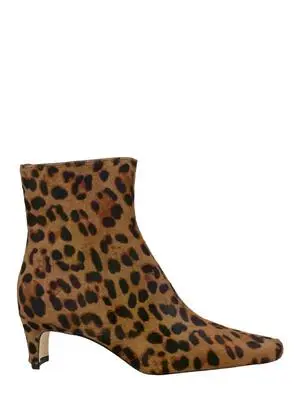 Staud Leopard-print Calf-hair Ankle Boots - Brown