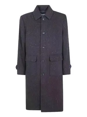 LES DEUX Herringbone Oversized Coat - Brown