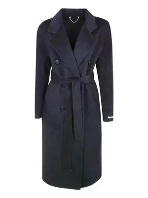 GIOVANNI PARIS Olive Double-breasted Belted Coat - Grey