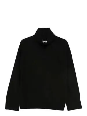Soft Goat Ribbed-knit Roll-neck Sweater - Black