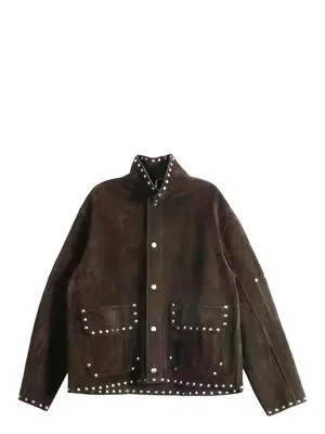 BODE Stud-embellished Suede Jacket Brown