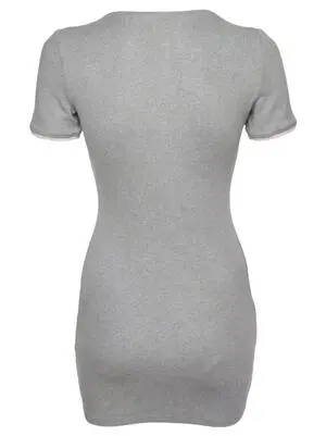 Miu Miu Rib-knit Contrast-trim Mini Dress - Grey