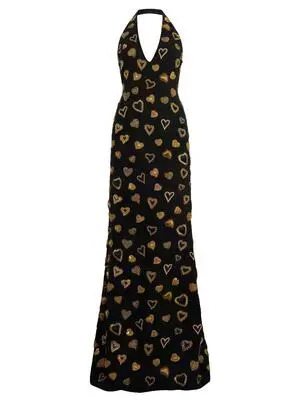 MOSCHINO Heart-embroidered Halterneck Maxi Dress