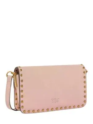Pinko Baby Love Bag One Slouchy Crossbody Bag In Leather With Studs - Pink