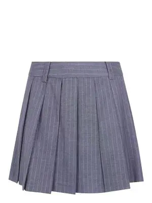 DUNST Pinstripe Pleated Mini Skirt - Grey