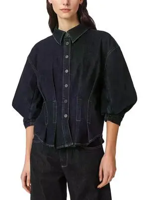 ALLSAINTS Nancy Puff-sleeve Denim Shirt Blue