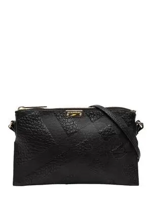 Burberry 2012-2026 Small Grain Check Embossed Leather Chichester Crossbody Bag Black