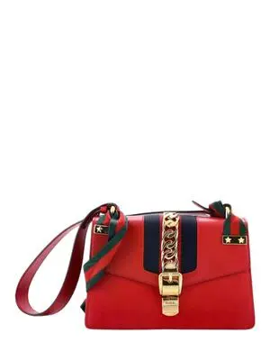 Gucci Sylvie Leather Small Shoulder Bag - Red
