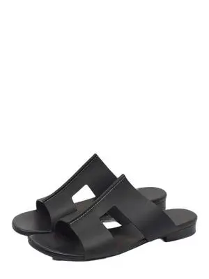 Hermès Contrast-stitch Flat Sandals - Black