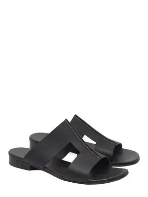 Hermès Contrast-stitch Flat Sandals - Black