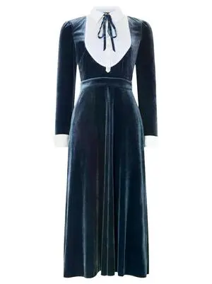 TEMPERLEY LONDON Midi Pompidou Dress Blue