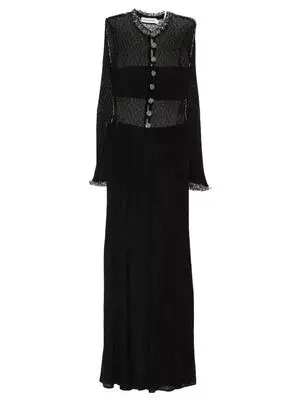 SELF-PORTRAIT Embellished Open-knit Maxi Dress - Black