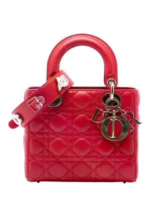 Dior 2017 Small Lambskin Cannage My Abcdior Lady Dior Satchel Red