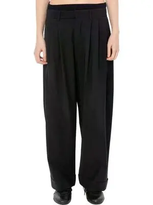 MEIMEIJ Pleated Turn-up Trousers - Black