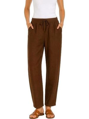 KETTLEWELL Tapered Linen Blend Trousers - Light Chocolate