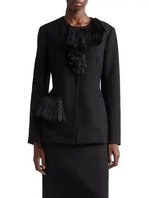 HEIRLOME Matilde Virgin Wool Blend Fringe Jacket - Black
