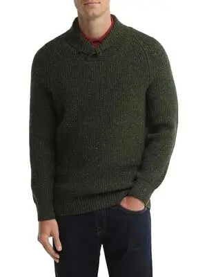 Barbour Essentials Fleck Shawl Collar Sweater - Olive