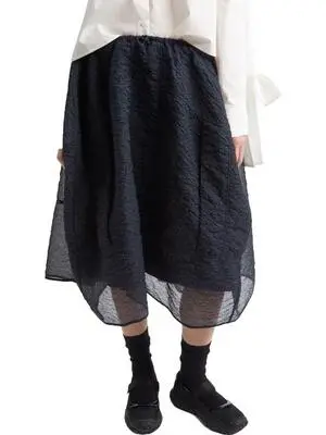 Cecilie Bahnsen Fosia Matelassé Midi Skirt - Navy