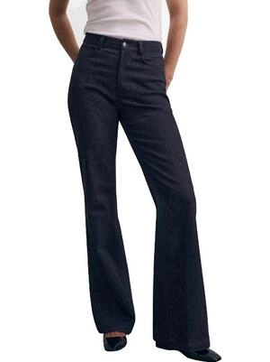 The Fold Lexington High Waisted Flared Jeans - Blue
