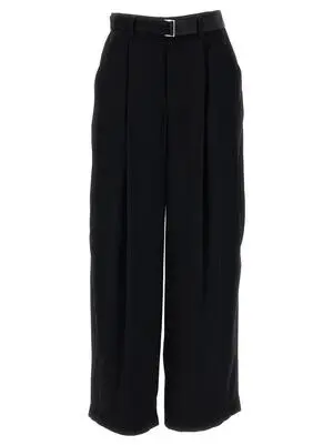 SACAI PANTALONI A GAMBA LARGA IN SATIN CREPE BACK