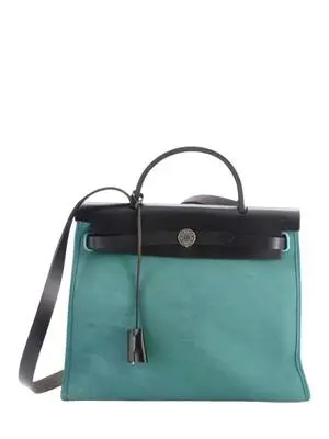 Hermès Herbag Zip Leather And Toile 31 Shoulder Bag - Black