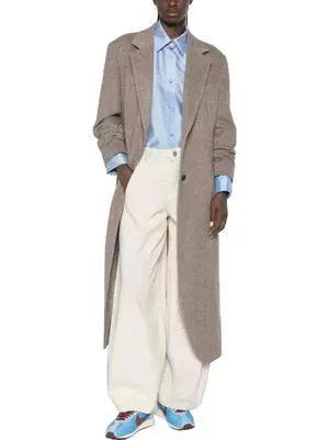Sandro Tailored-collar Single-breasted Coat - Brown