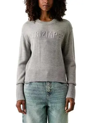 Patrizia Pepe Bead-embellished Logo Sweater - Grey