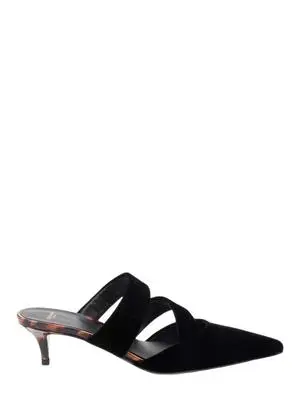 Balmain Velvet And Printed Patent Leather Mules - Black