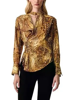 ALLSAINTS Animal-print Twisted Blouse Brown