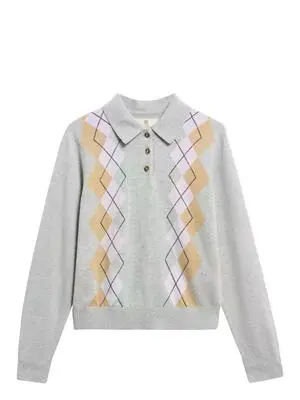 BARBOUR INTERNATIONAL Fawne Argyle Intarsia-knit Polo-collar Sweater