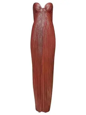 MARIA LUCIA HOHAN Pleated Lace-up Maxi Dress - Brown