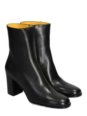 MARA BINI Block-heel Leather Ankle Boots - Black