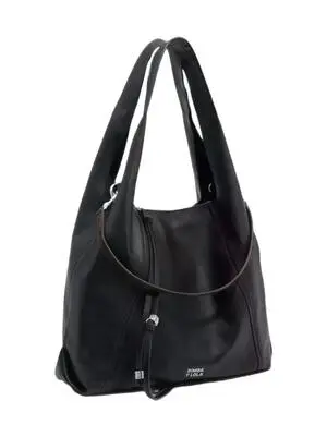 Bimba Y Lola Large Leather Paper Bag - Black