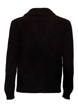 FILIPPO DE LAURENTIIS Shawl-collar Ribbed-knit Cardigan - Brown