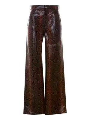 DES_PHEMMES Python-print Trousers Brown