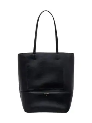 Patrizia Pepe Logo-print Leather Tote Bag - Black
