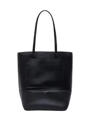 Patrizia Pepe Logo-print Leather Tote Bag - Black