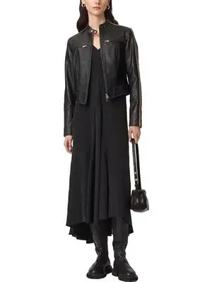 ALLSAINTS Tiggy Side-stripe Leather Jacket - Black