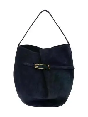 LIFFNER Large Suede Buckle-detail Bucket Bag - Blue