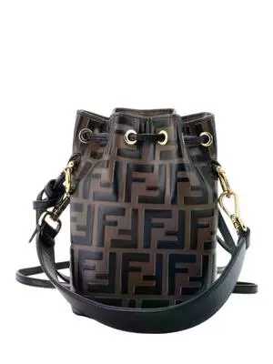 Fendi Mon Tresor Zucca Embossed Leather Mini Bucket Bag - Brown